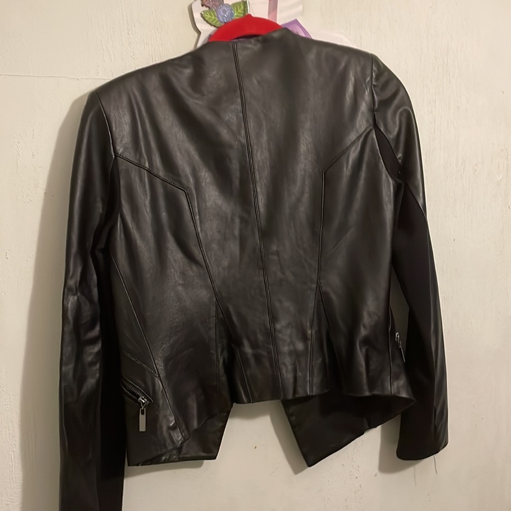 Bebe Cropped Leather Jacket - Gem